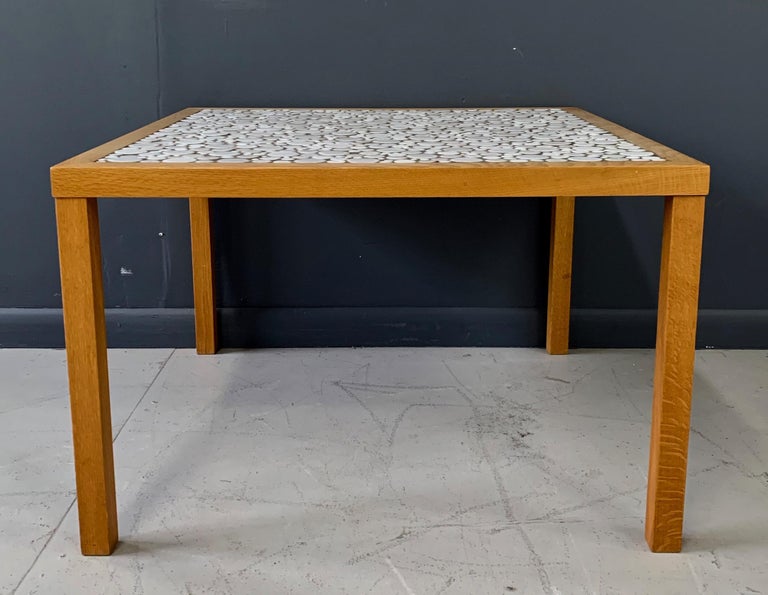 Martz Square Coffee Table in White Ceramic Circular Tiles Set in ...