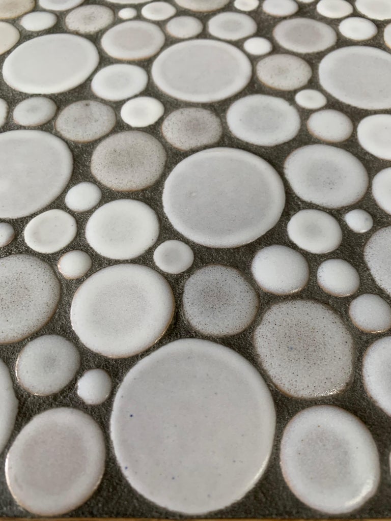 Martz Square Coffee Table in White Ceramic Circular Tiles Set in ...