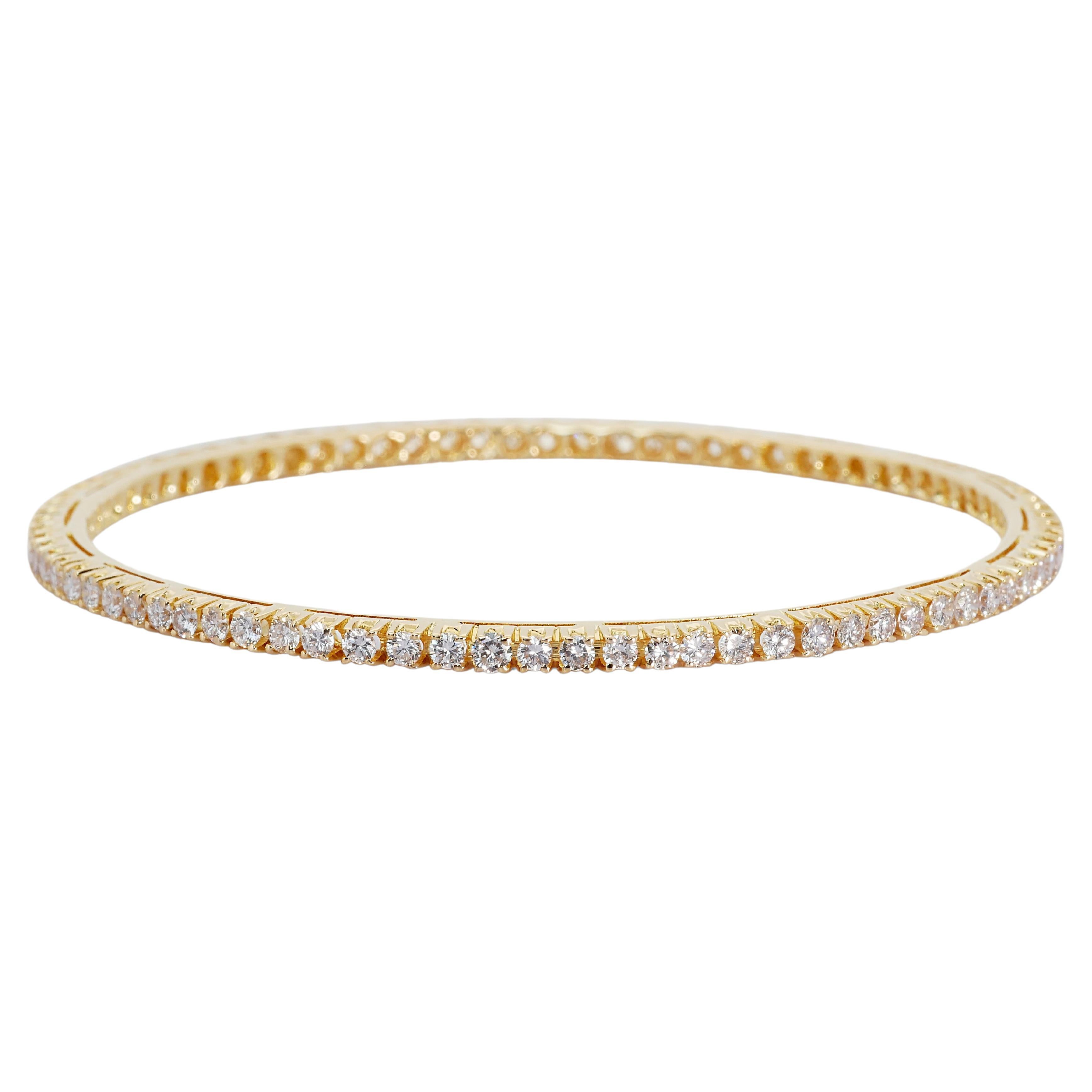 Marvelous 14k Yellow Gold Bangle w/ 1.08 ct Natural Diamonds IGI ...