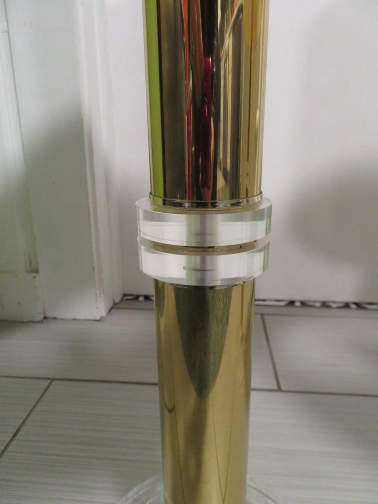 Marvelous Pair Brass and Lucite Column Lamps Mid-Century Modern For ...