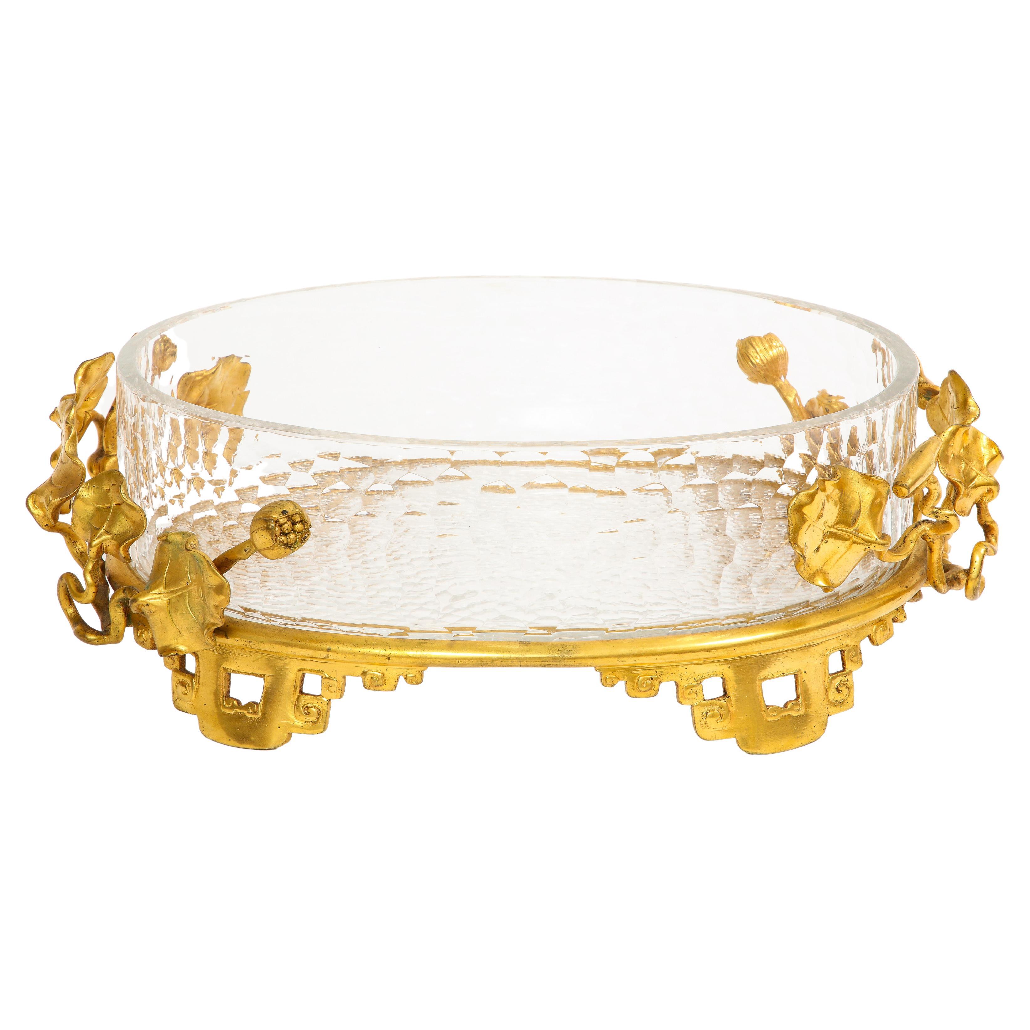 A Rare Pair of Antique Russian Crystal and Dore Bronze dolphin ...