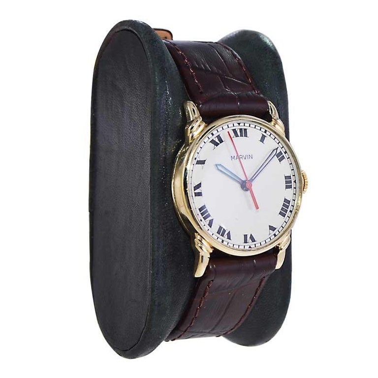 Marvin Yellow Gold Filled Art Deco Watch from For Sale at 1stDibs