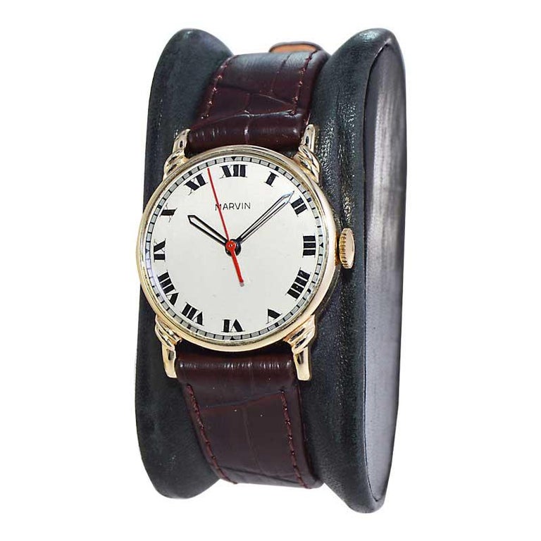 Marvin Yellow Gold Filled Art Deco Watch from For Sale at 1stDibs
