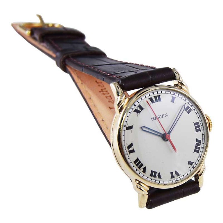 Marvin Yellow Gold Filled Art Deco Watch from For Sale at 1stDibs