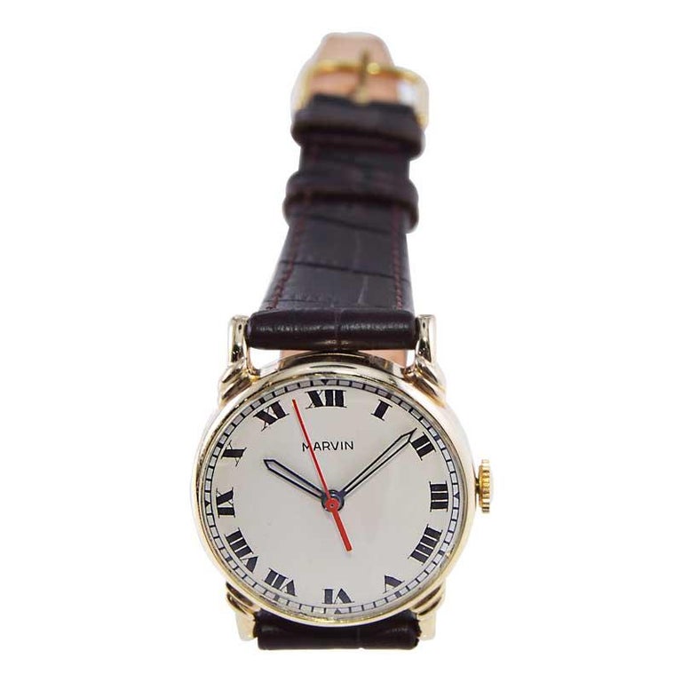 Marvin Yellow Gold Filled Art Deco Watch from For Sale at 1stDibs