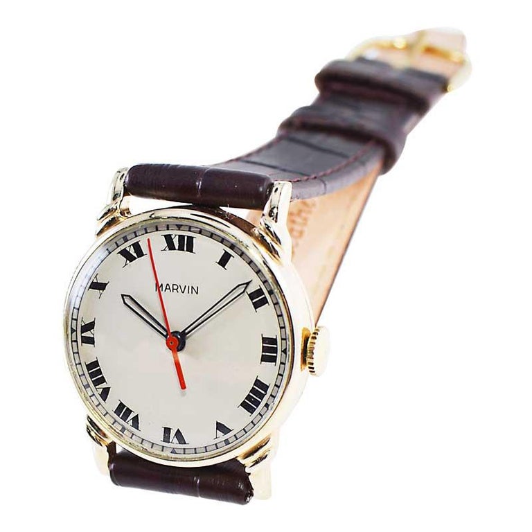 Marvin Yellow Gold Filled Art Deco Watch from For Sale at 1stDibs