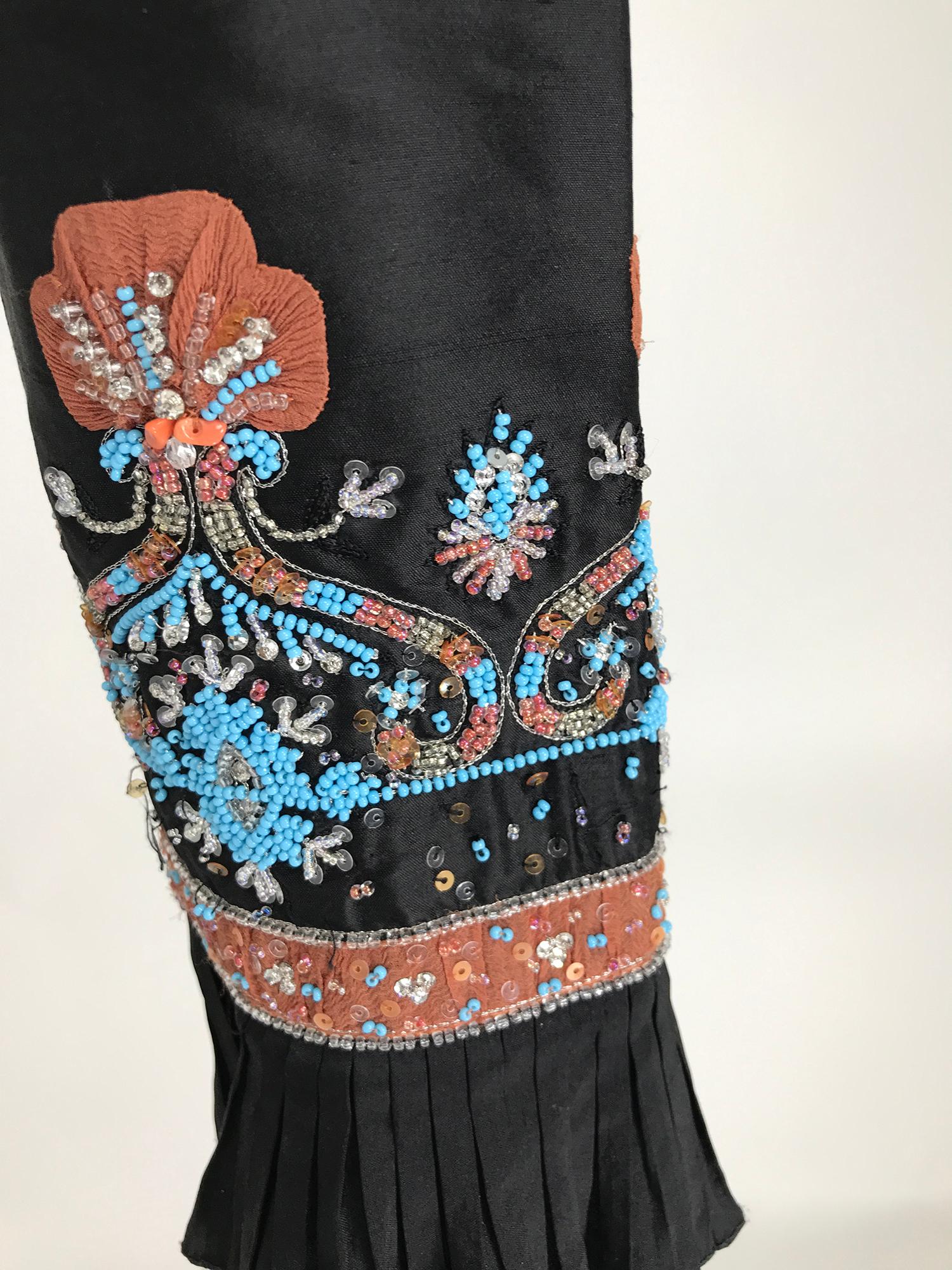 Mary Ann Restivo Embroidered Black Silk Taffeta Bolero Jacket For Sale ...