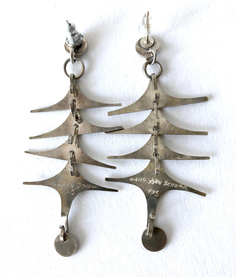 Mary Ann Scherr Sterling Silver American Modernist Pierced Earrings at ...