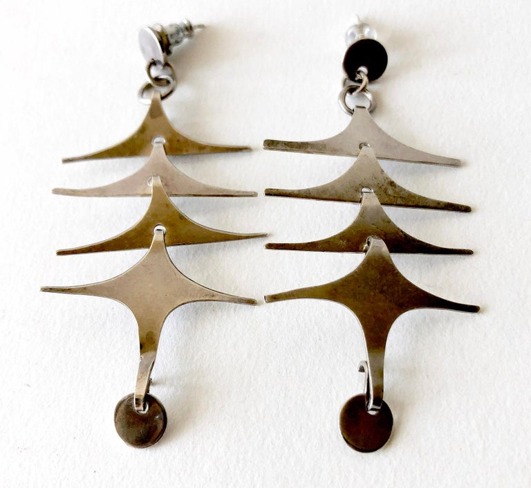 Mary Ann Scherr Sterling Silver American Modernist Pierced Earrings at ...