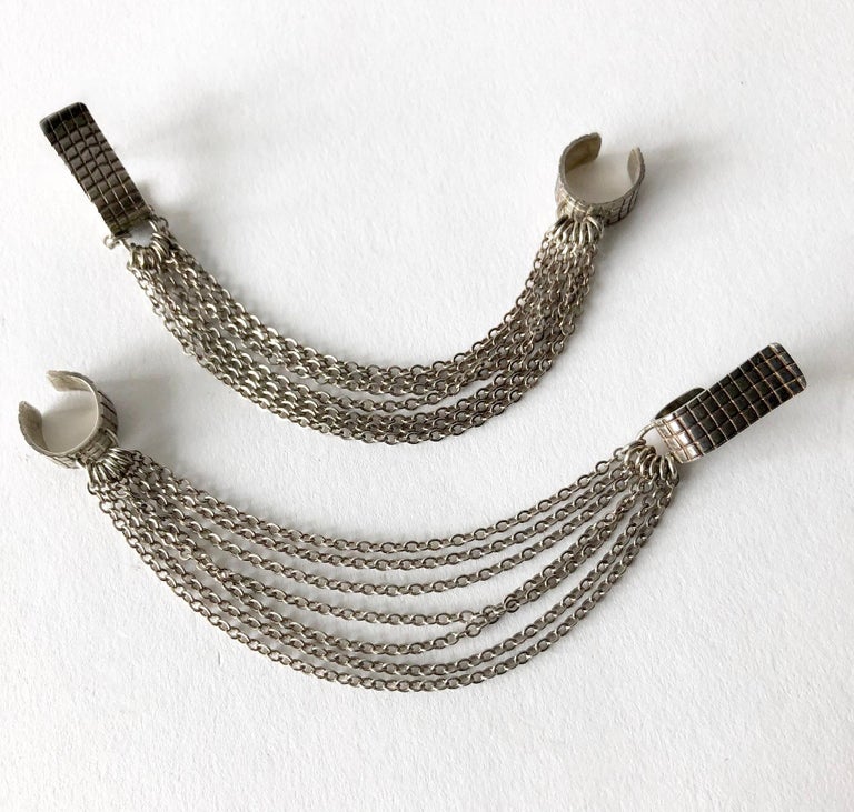 Mary Ann Scherr Sterling Silver American Modernist Chain Pair of ...