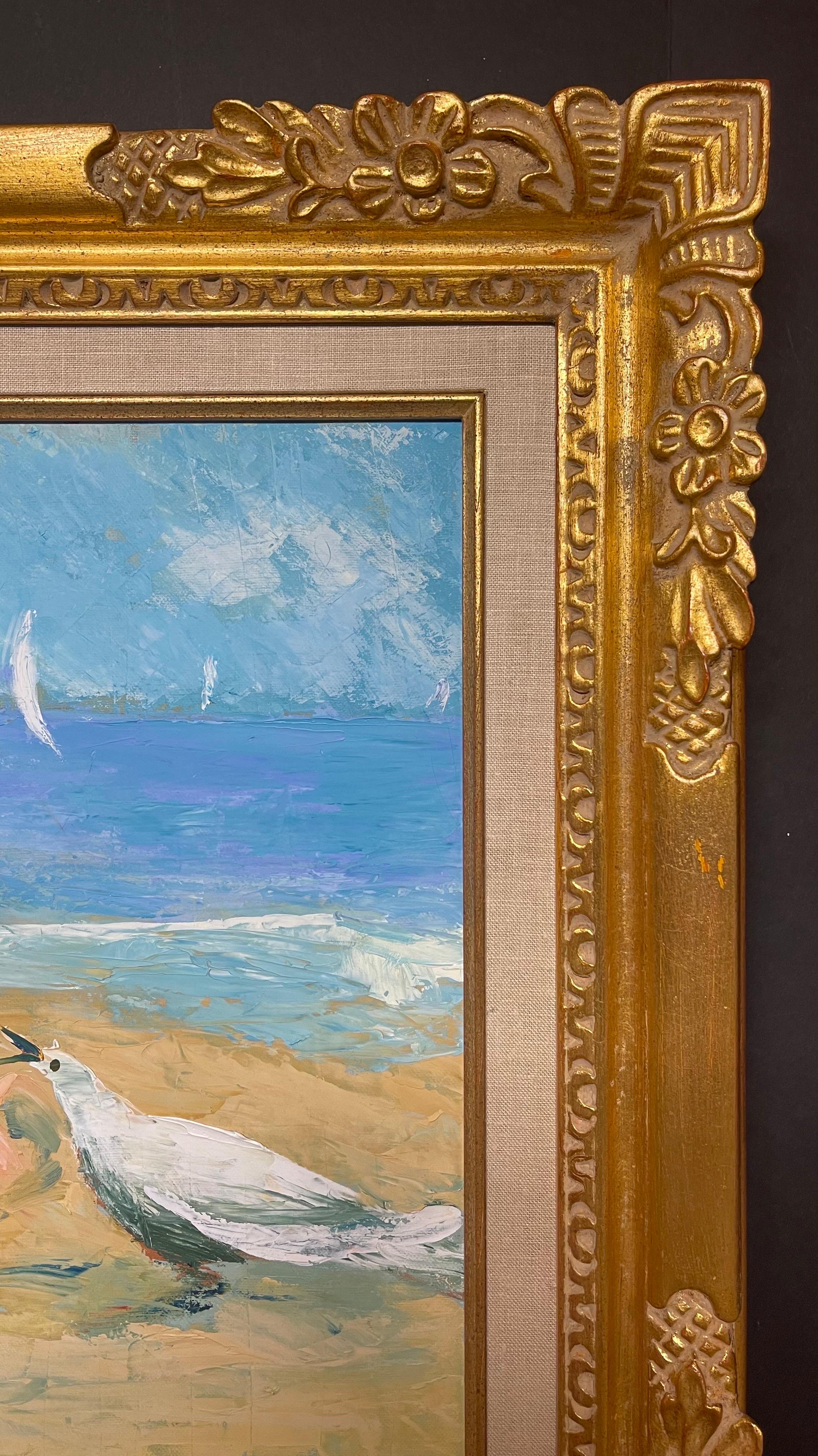 Mary Beich '1917-2002' “Boy and a Bird” Impressionist Oil on Canvas ...