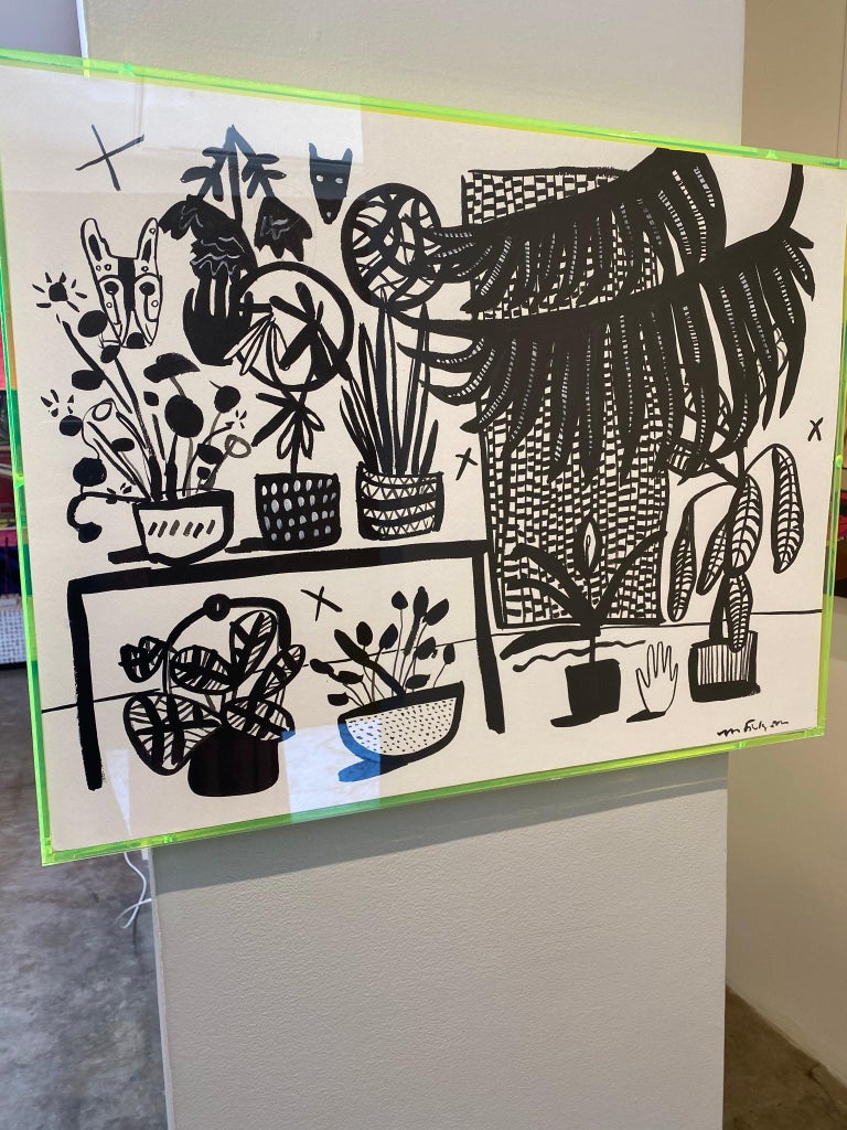 Mary Finlayson - Wolf Vase with Plants, Mary Finlayson, Gouache on ...