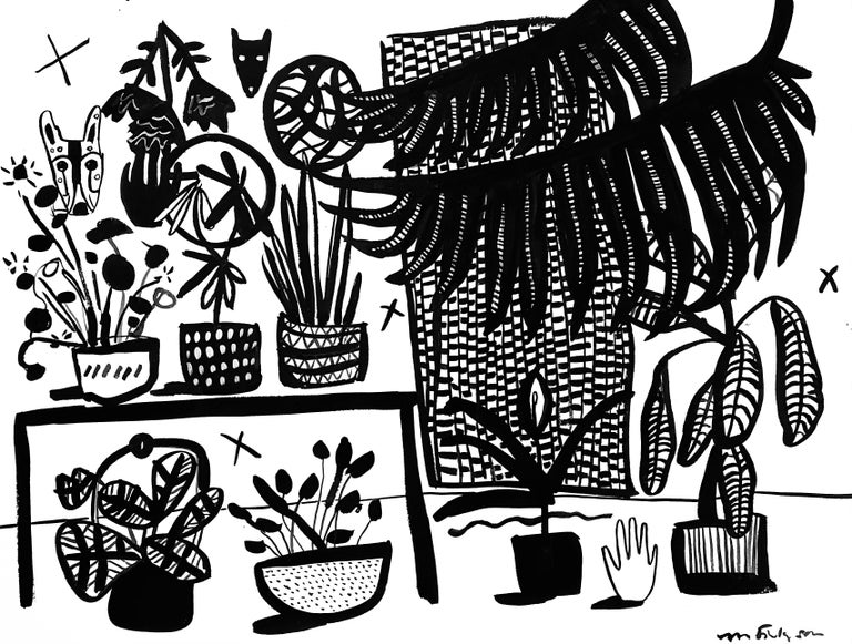 Mary Finlayson - Wolf Vase with Plants, Mary Finlayson, Gouache on ...