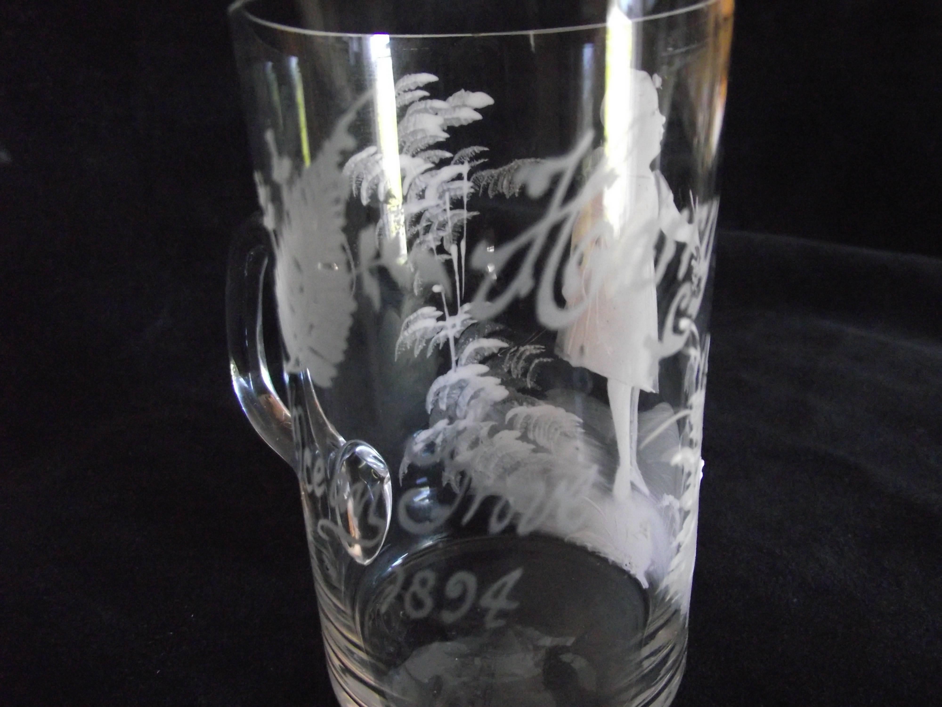 Mary Gregory Clear Glass Mug at 1stDibs