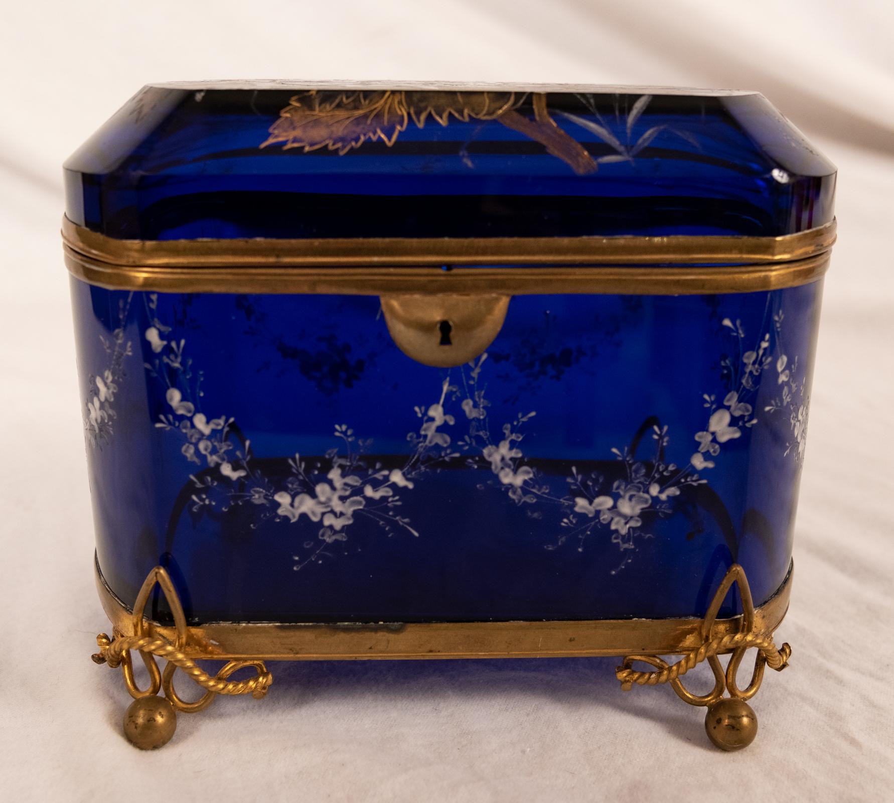 Mary Gregory Gilt and Cobalt Blue Art Glass Box For Sale at 1stDibs ...