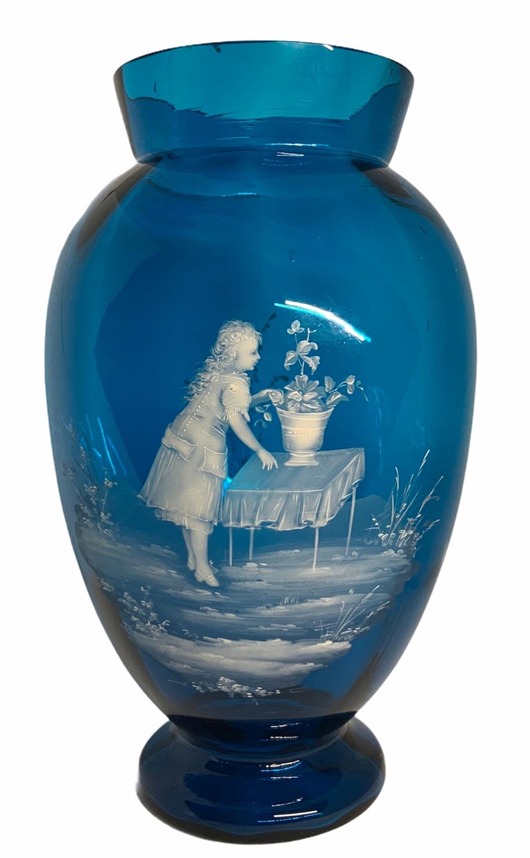 Mary Gregory Royal Blue Glass Vase at 1stDibs