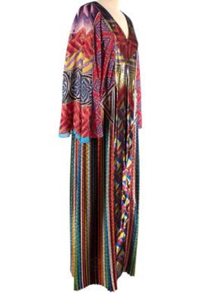 Mary Katrantzou Silk Blend Metallic Panelled Pleated Dress For Sale at ...