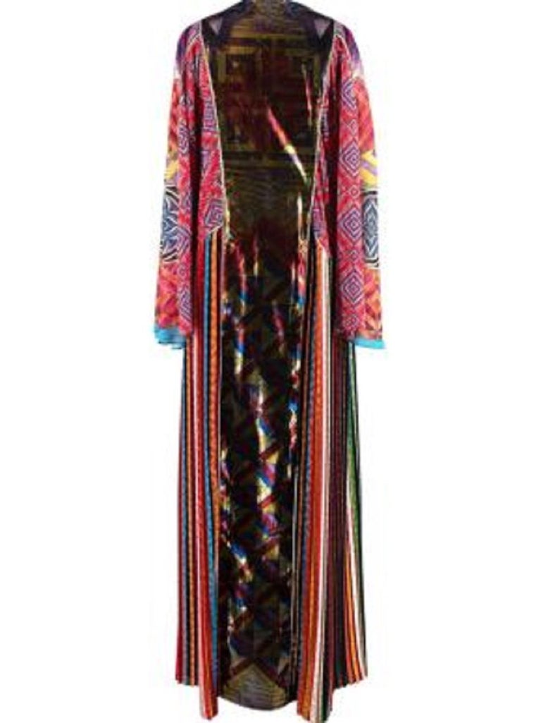 Mary Katrantzou Silk Blend Metallic Panelled Pleated Dress For Sale at ...