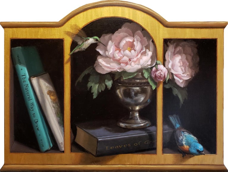 Mary Kay West - Floral in Bookcase For Sale at 1stDibs