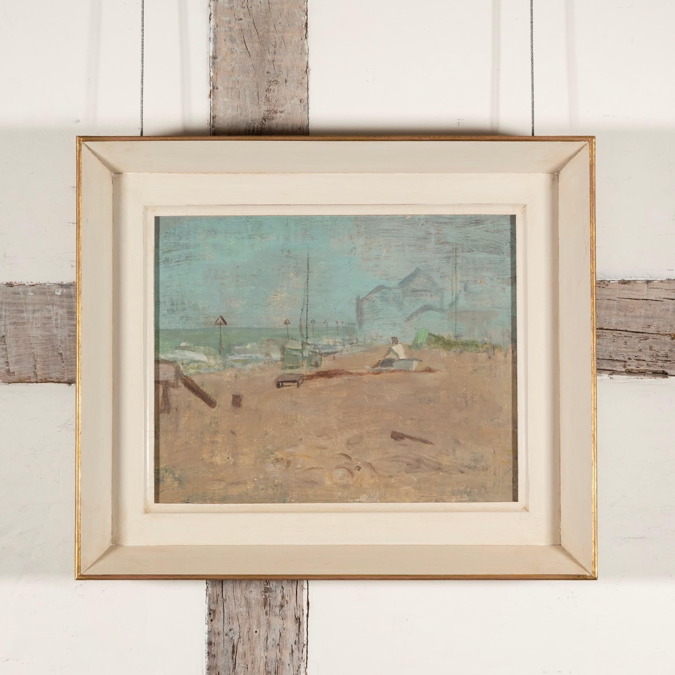 Mary Potter - Beach Scene with Seated Figure, Oil on Panel Painting ...