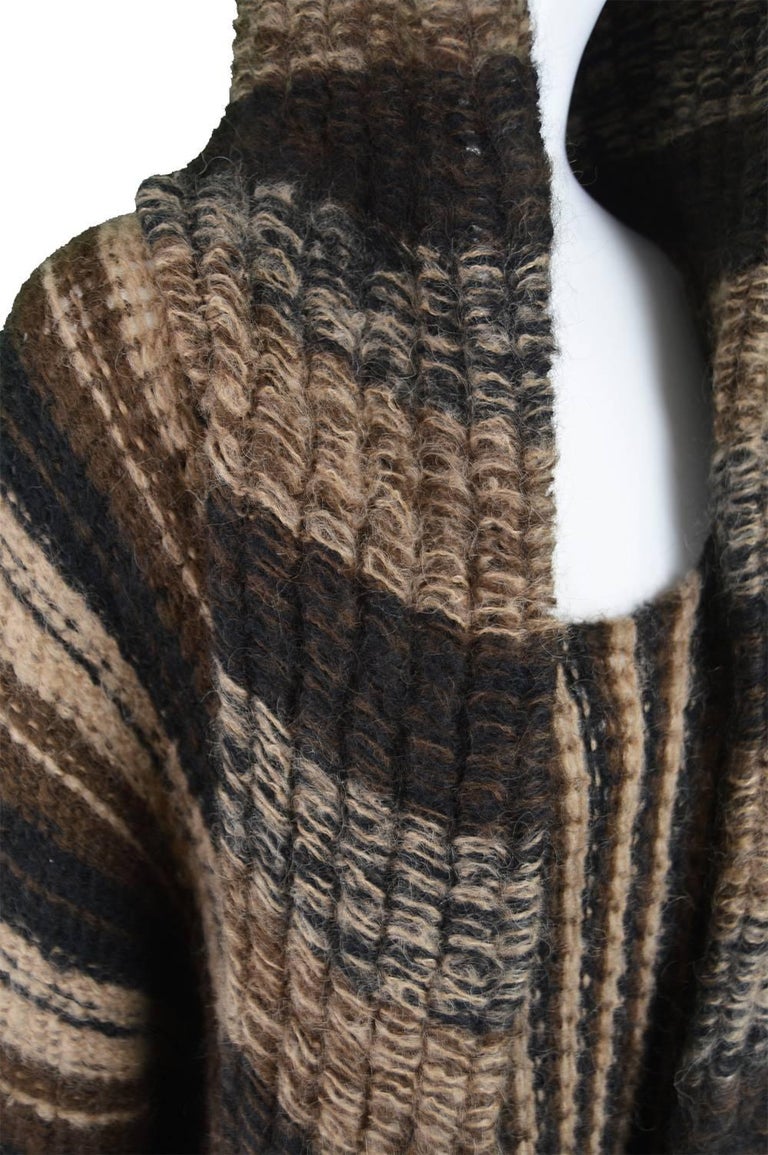 Mary Quant Vintage Brown Avant Garde Knit Poncho Dress with Attached ...
