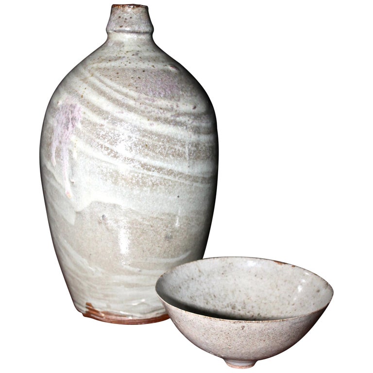 Mary Roehm Ceramic Bottle and Tea Bowl For Sale at 1stDibs
