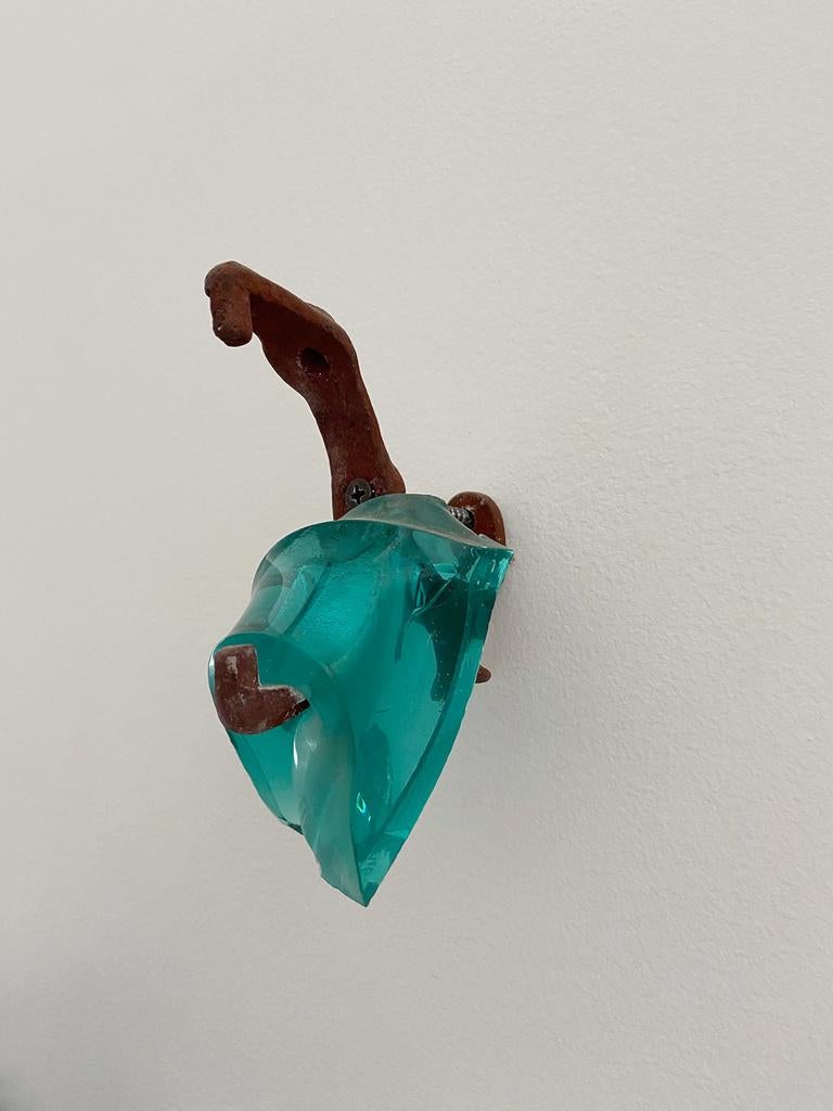 Mary Shaffer - Bent Blue slumped glass sculpture For Sale at 1stDibs