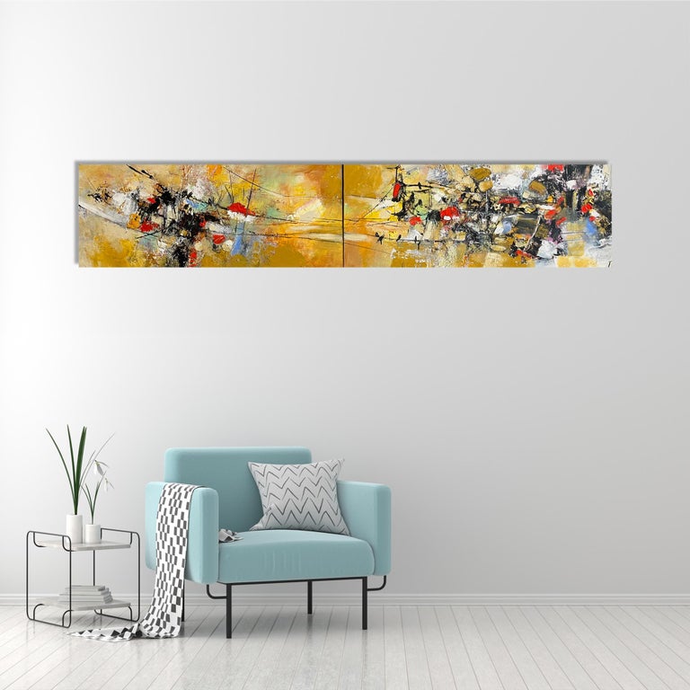 Mary Titus - Birds On A Wire - Diptych - Mary Titus - Abstract Painting ...