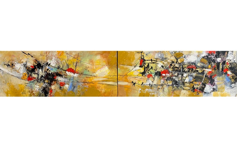 Mary Titus - Birds On A Wire - Diptych - Mary Titus - Abstract Painting ...