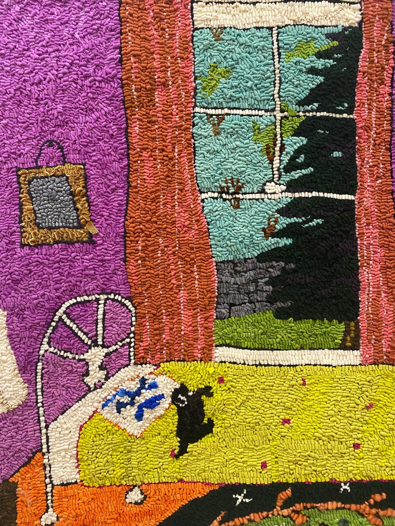 Mary Tooley Parker - Spare Room, Hooked Rug Interior, Purple, Orange ...