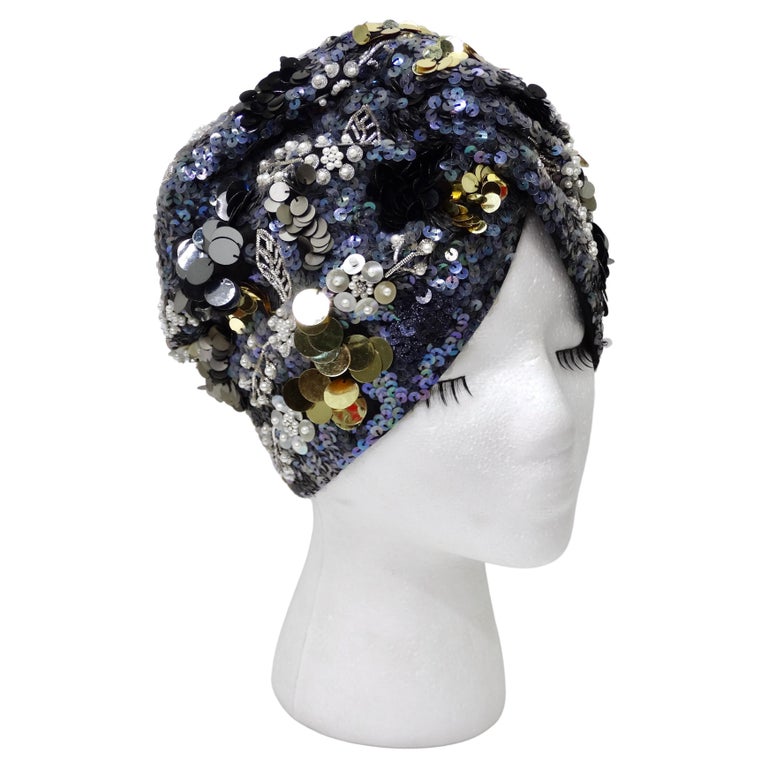 MaryJane Claverol Beaded Sequin Turban For Sale at 1stDibs