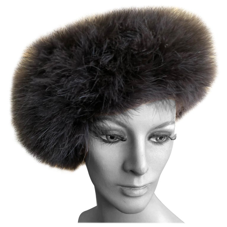 Marzi Firenze 1980's Black Feather Knit Beret Hat for Neiman Marcus at ...