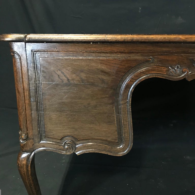 Masculine French Louis XV Style Large Oak Desk at 1stDibs