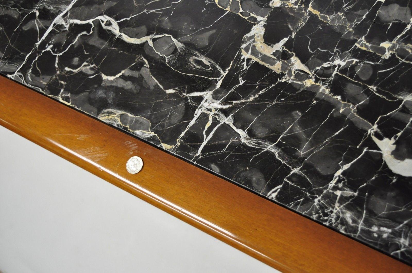 Maslow Freen French Empire Style Marble-Top Server Table with Black ...