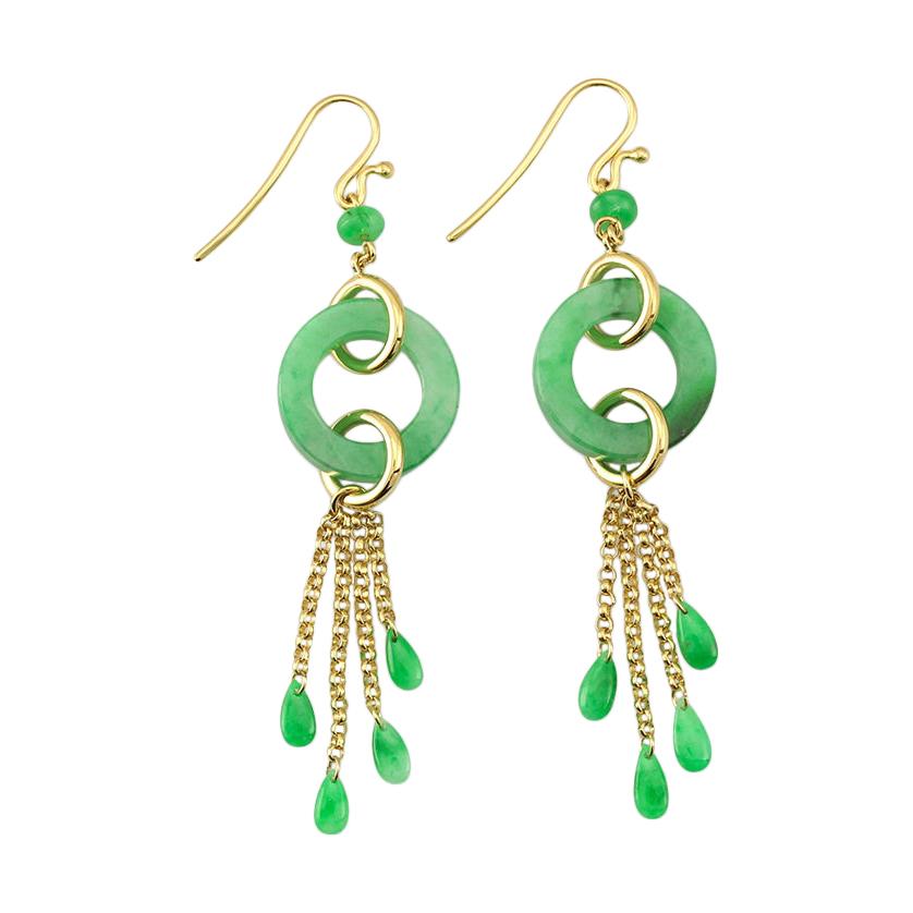 Mason-Kay Designs Certified Natural Green Jadeite Jade 18k Yellow Gold ...