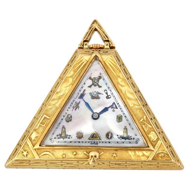 Masoniс Art Deco Triangle Pyramid Gold Watch Levrette Swiss, 1920 For ...
