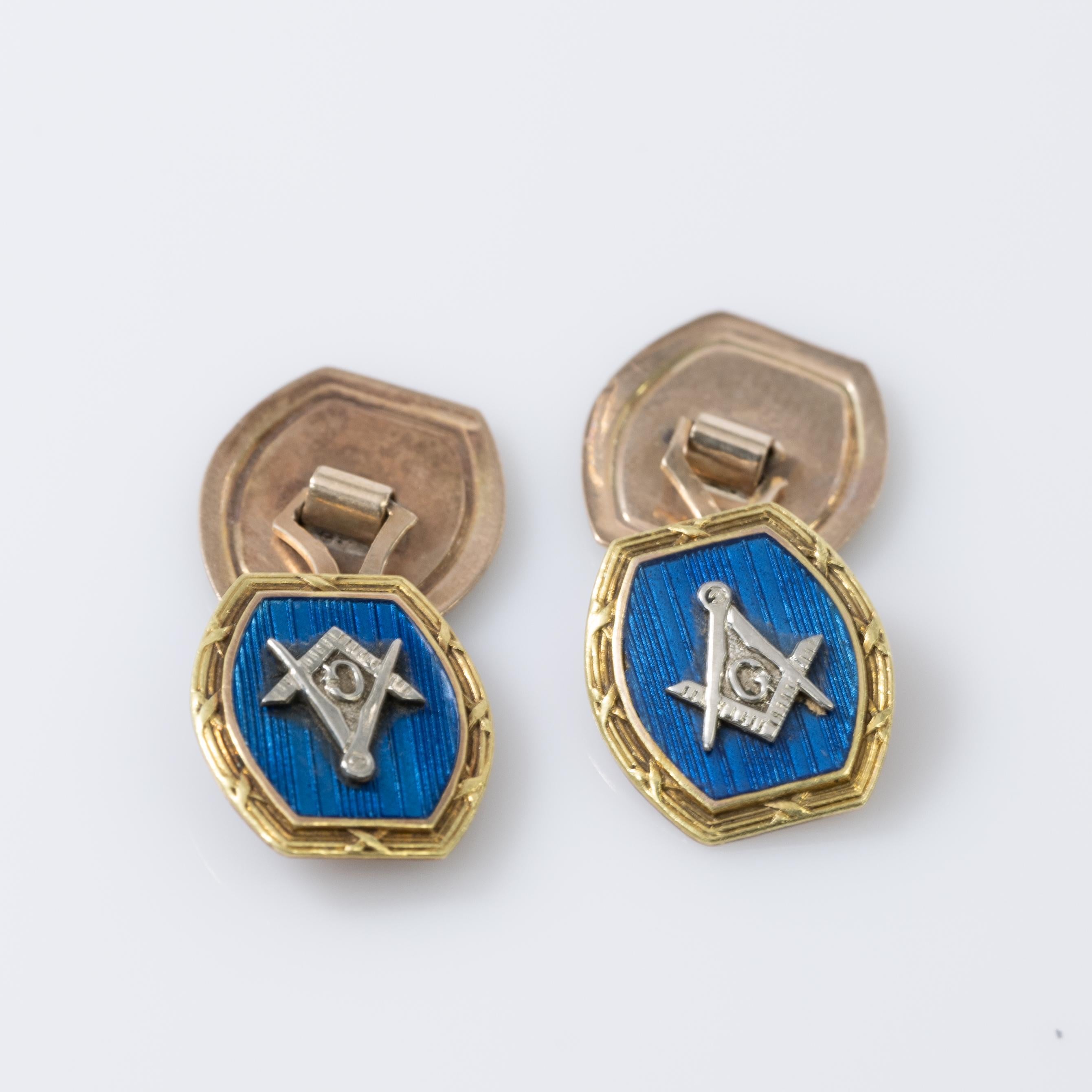 Masonic Blue Enamel Cufflinks For Sale at 1stDibs