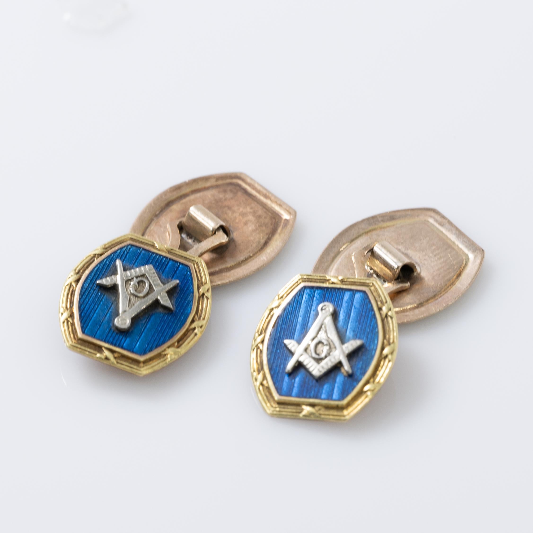 Masonic Blue Enamel Cufflinks For Sale at 1stDibs