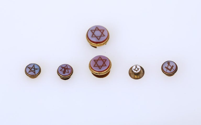 Masonic Set Buttons Signet Pins Cuff-Links, 1900 For Sale at 1stDibs
