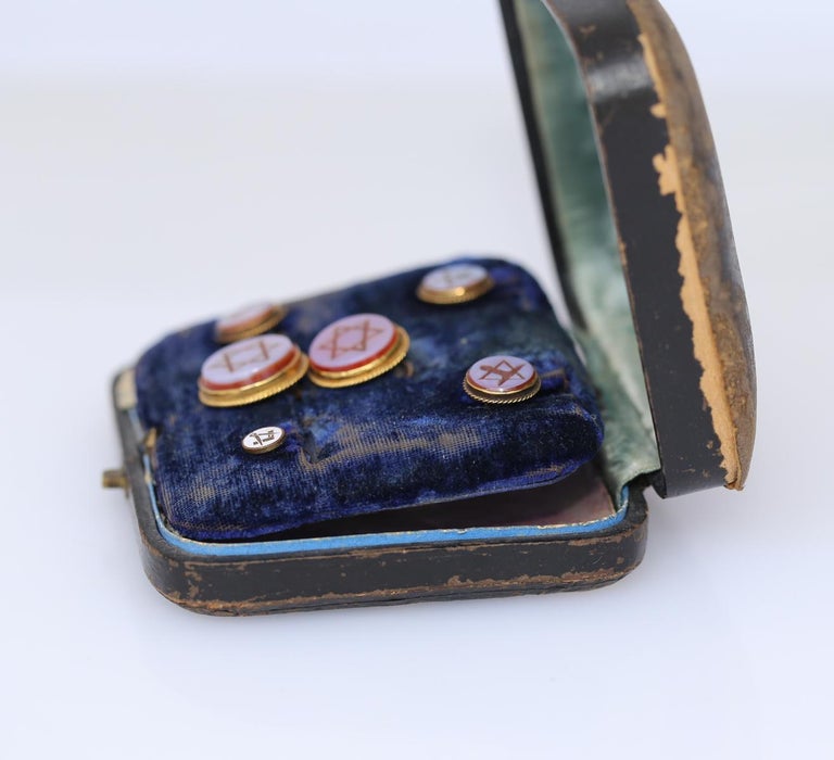 Masonic Set Buttons Signet Pins Cuff-Links, 1900 For Sale at 1stDibs