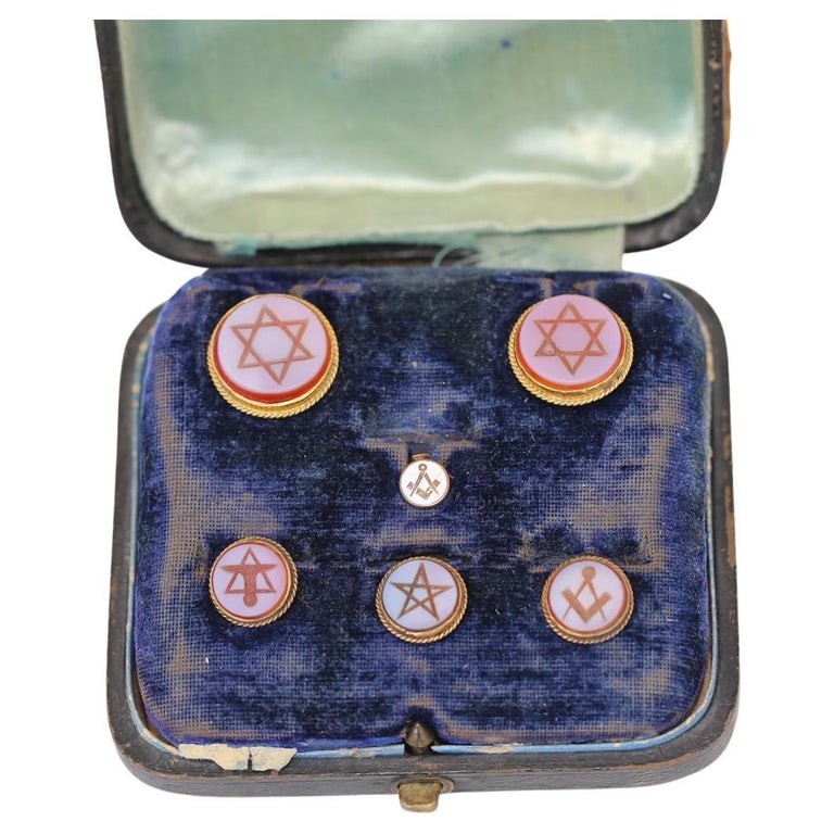 Masonic Set Buttons Signet Pins Cuff-Links, 1900 For Sale at 1stDibs