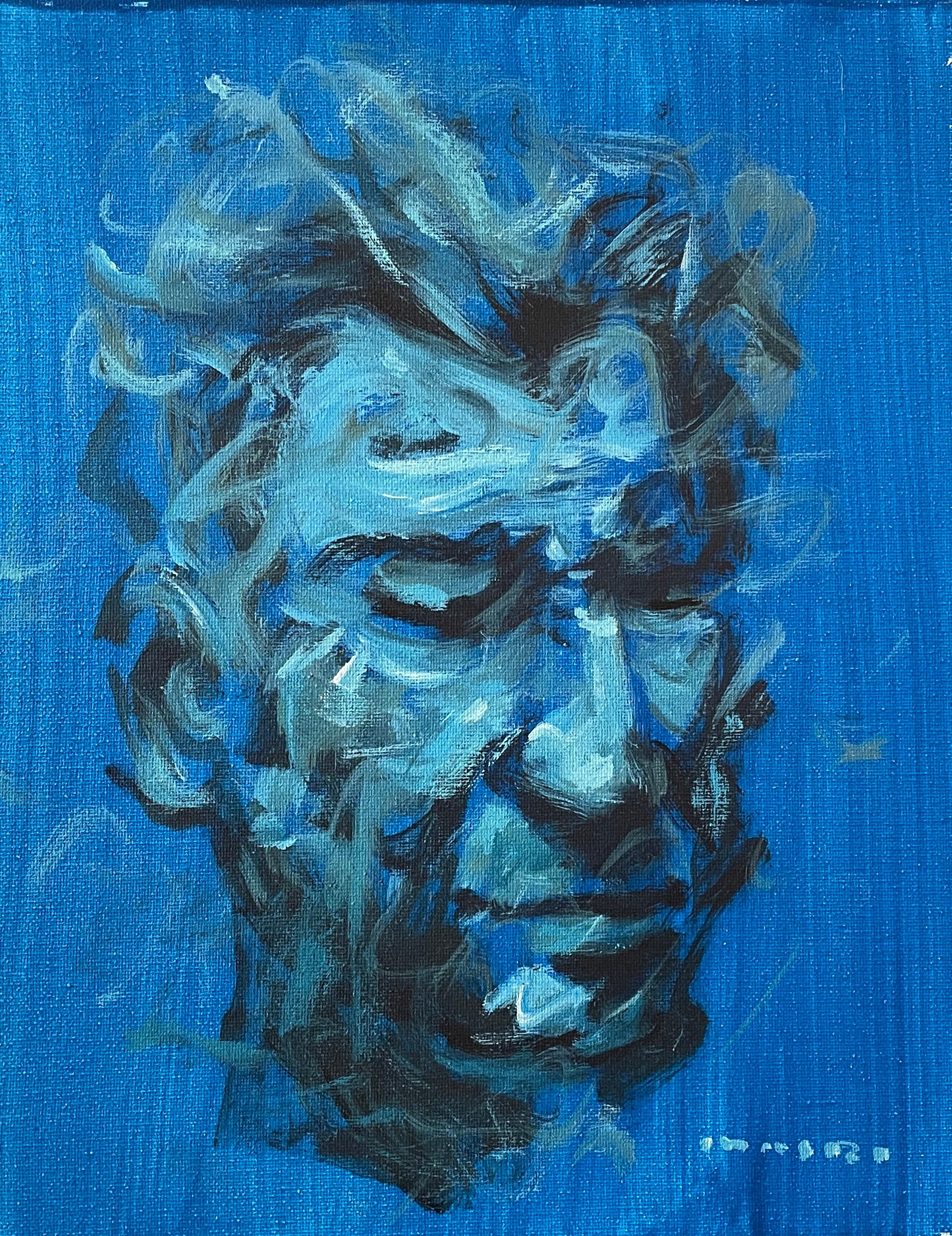Masri Hayssam - "Head in the Clouds" Small Blue Contemporary Abstract ...