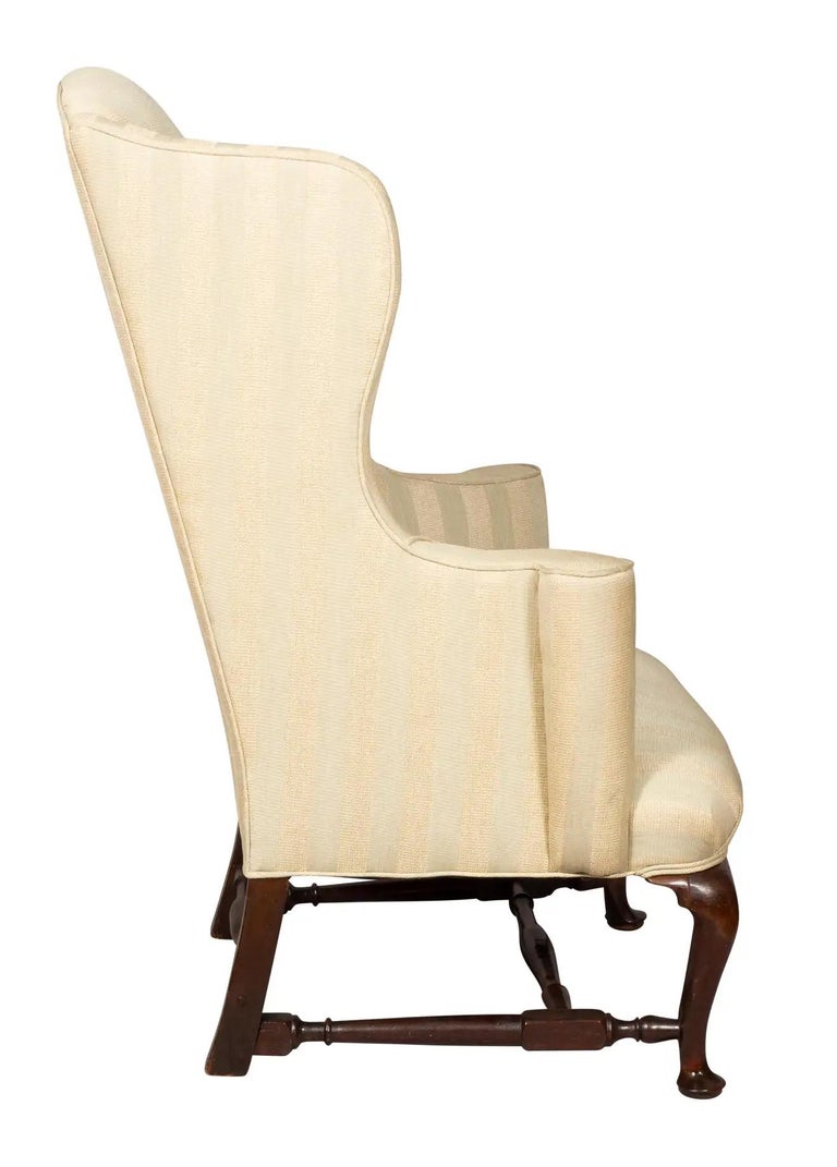 Massachusetts Queen Anne Mahogany Wing Chair For Sale at 1stDibs