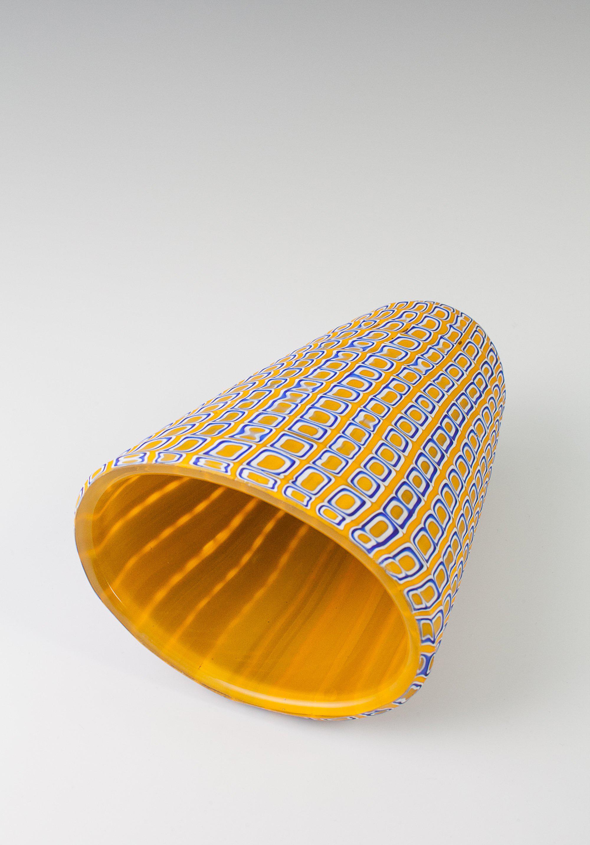 Massimiliano Pagnin "Bibe" Murano-Vase White Yellow Blue, 2002, Signed ...