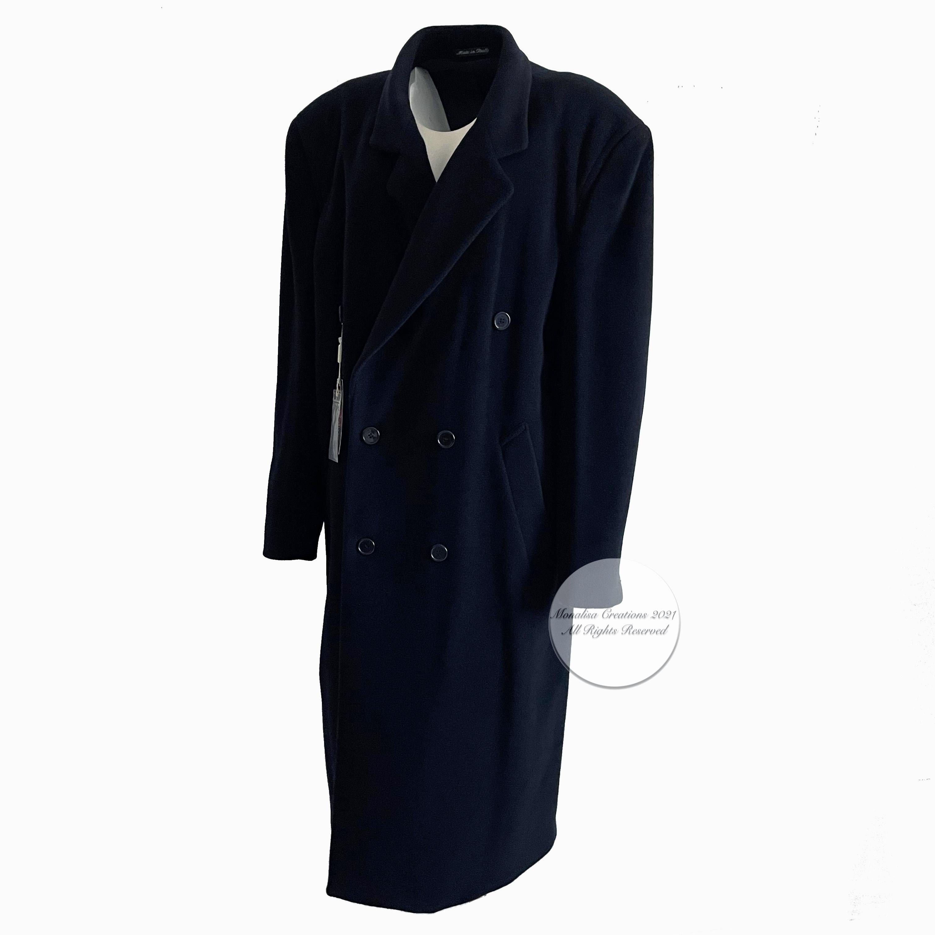 Massimo Italy Coat Mens Navy Cashmere Blend Long Classic Size 44 For ...