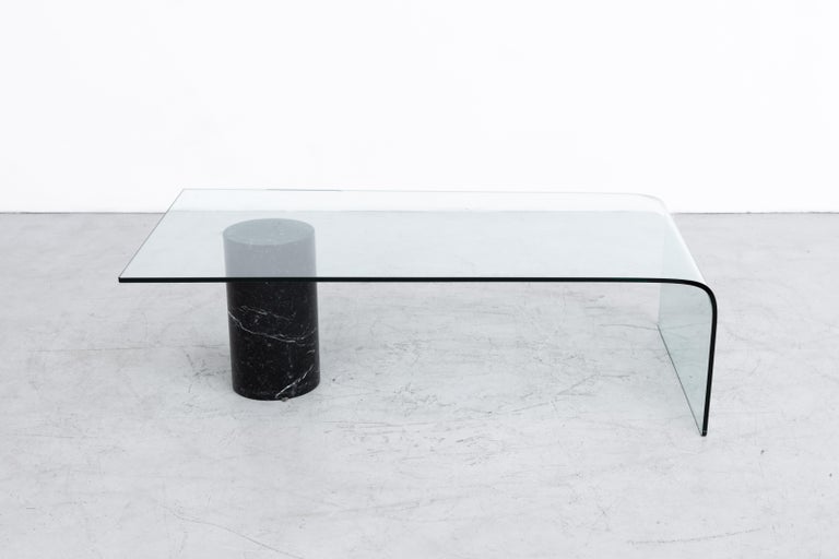 Massimo Vignelli Inspired Glass and Marble Coffee Table For Sale at 1stDibs