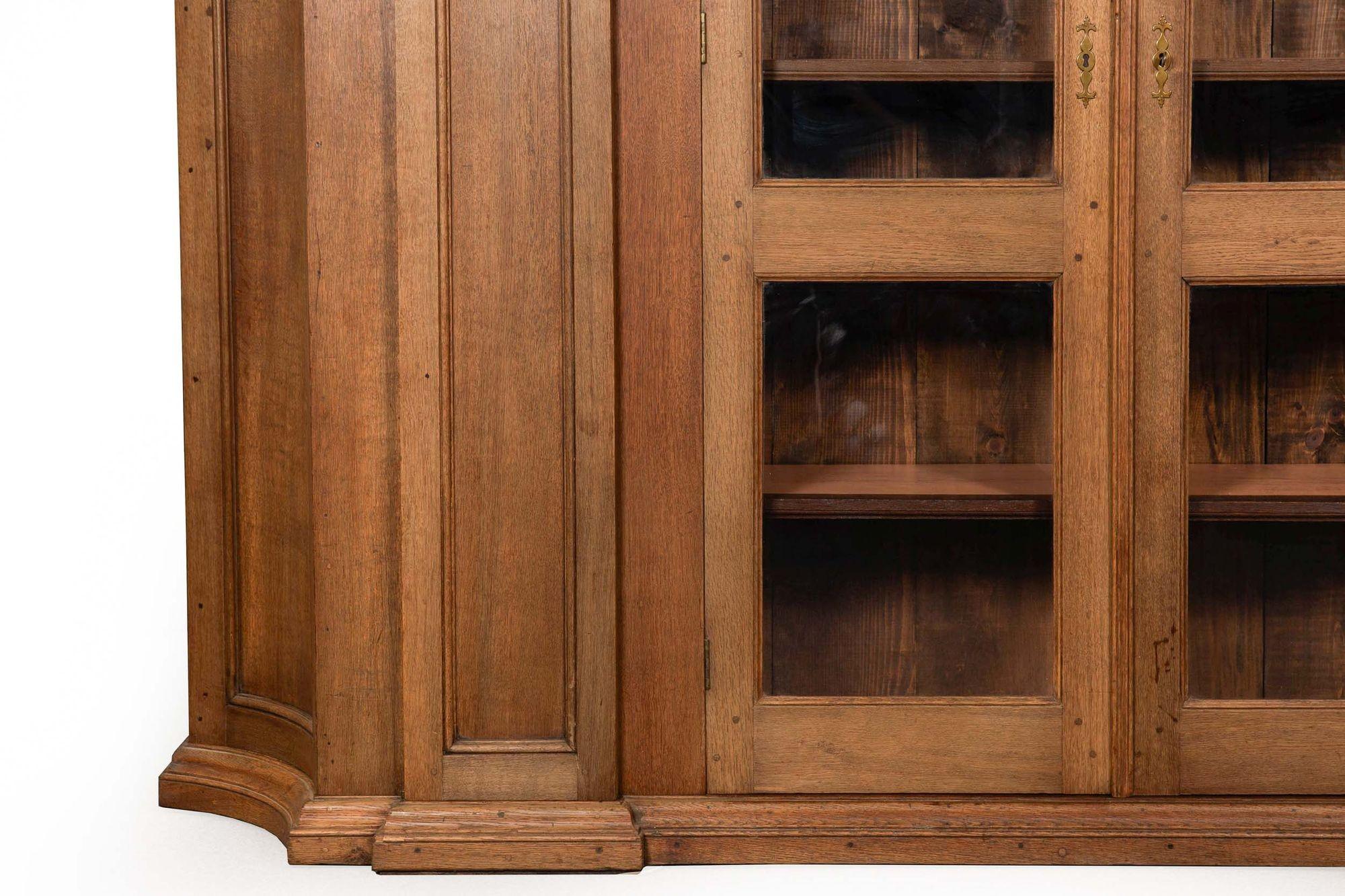 Massive 19th Century 10’ Wide Neoclassical Oak Antique Bookcase Cabinet ...