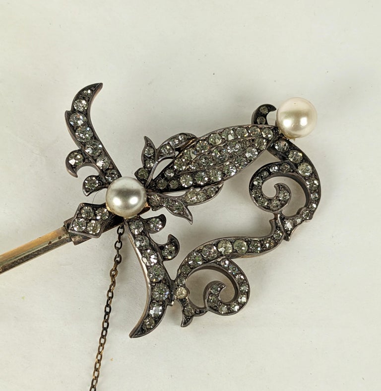 Massive 19th Century Paste Sword Jabot Brooch For Sale at 1stDibs