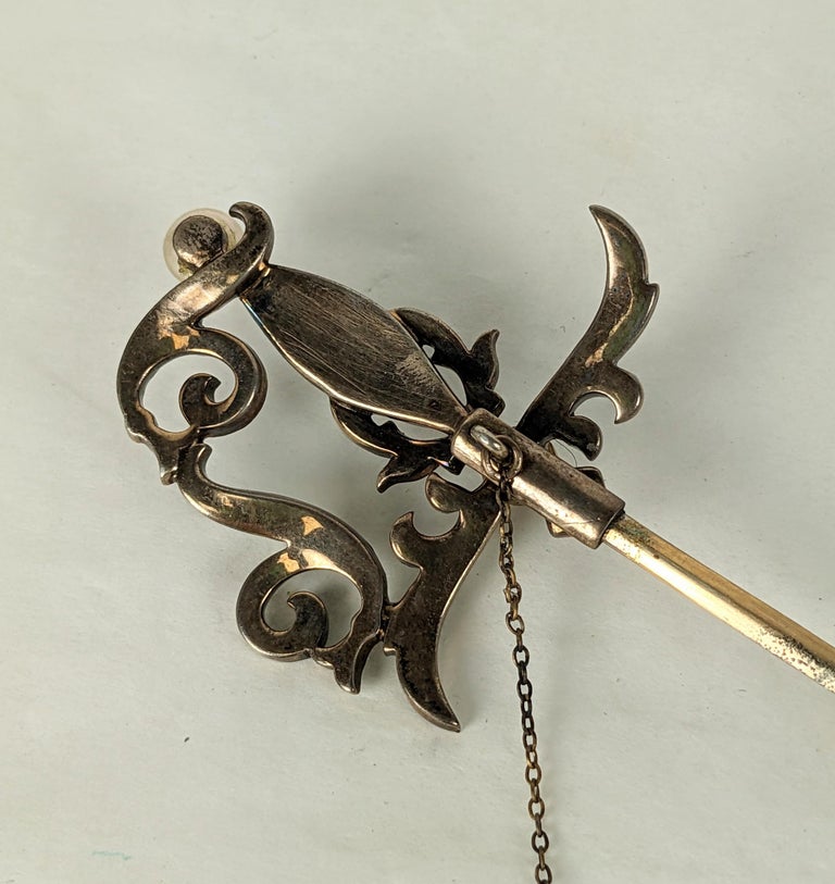 Massive 19th Century Paste Sword Jabot Brooch For Sale at 1stDibs