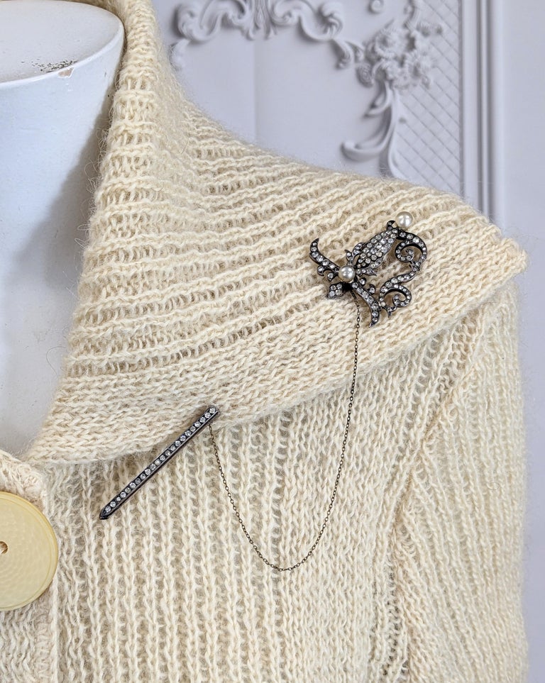 Massive 19th Century Paste Sword Jabot Brooch For Sale at 1stDibs